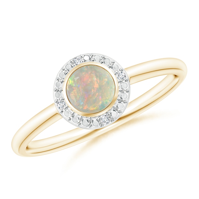 Bezel Set Round Opal Stackable Ring | Angara