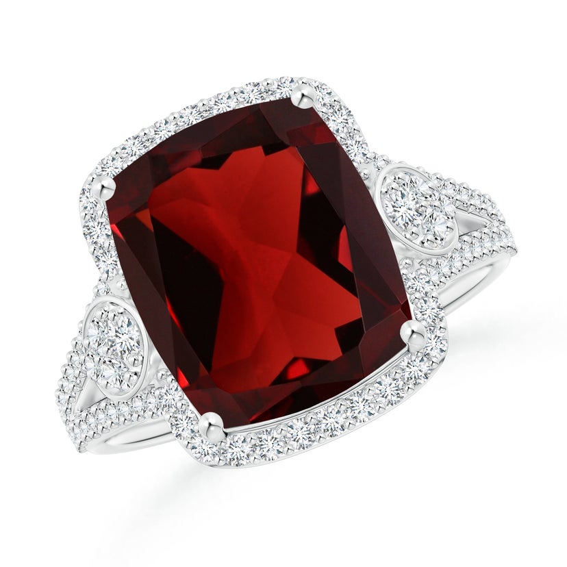 Cushion Garnet Split Shank Cocktail Ring with Pear Motif