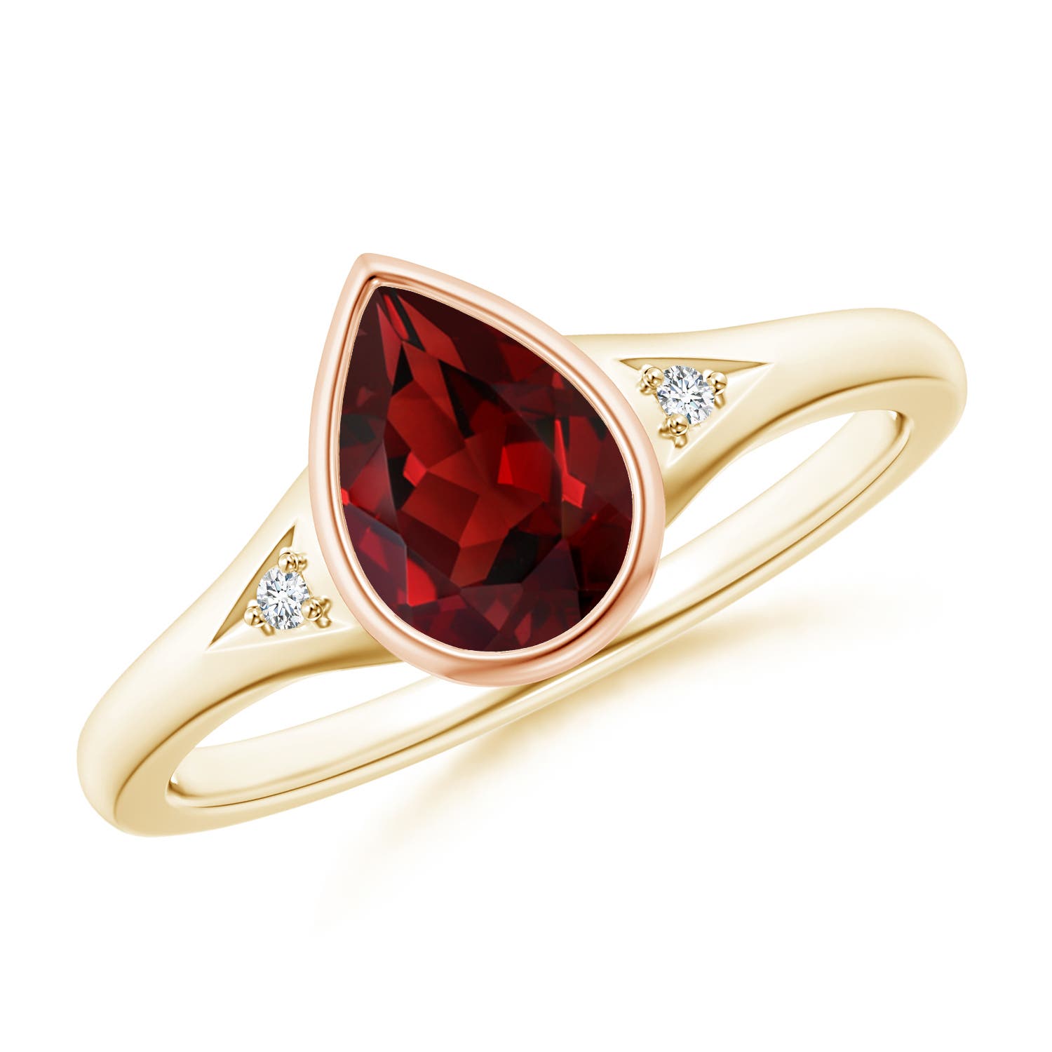 ANGARA Natural 1.32 Ct Pear Shaped Garnet Ring with Diamonds in 14K Solid Gold eBay