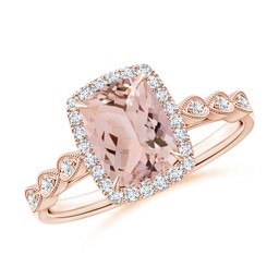 Solitaire Round Morganite Infinity Ring with Diamond Accents | Angara