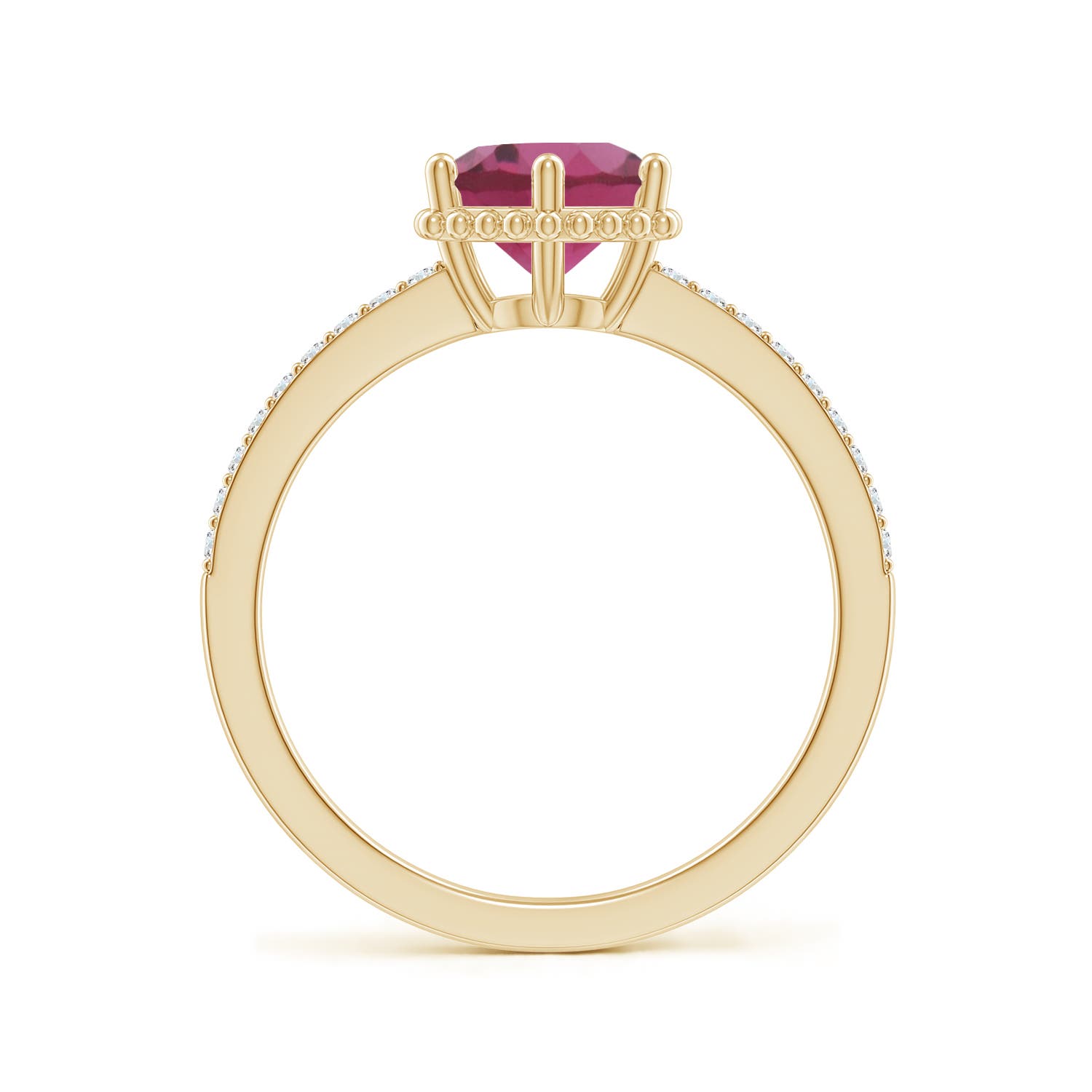 ANGARA 1.34 Ct Solitaire Round Pink Tourmaline Ring with Diamond in 14K ...