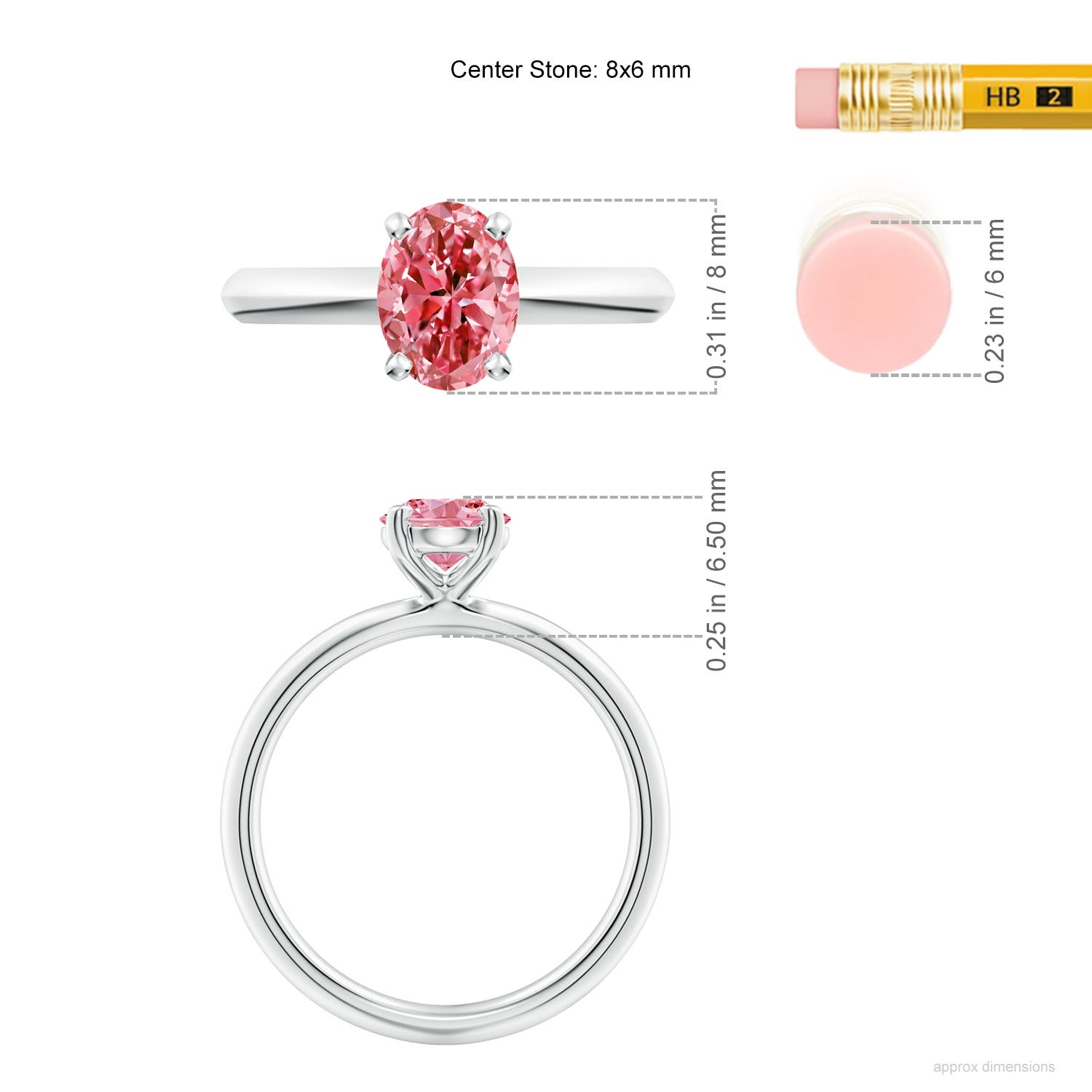 Oval Fancy Intense Pink Diamond Solitaire Knife-Edge Shank Engagement Ring