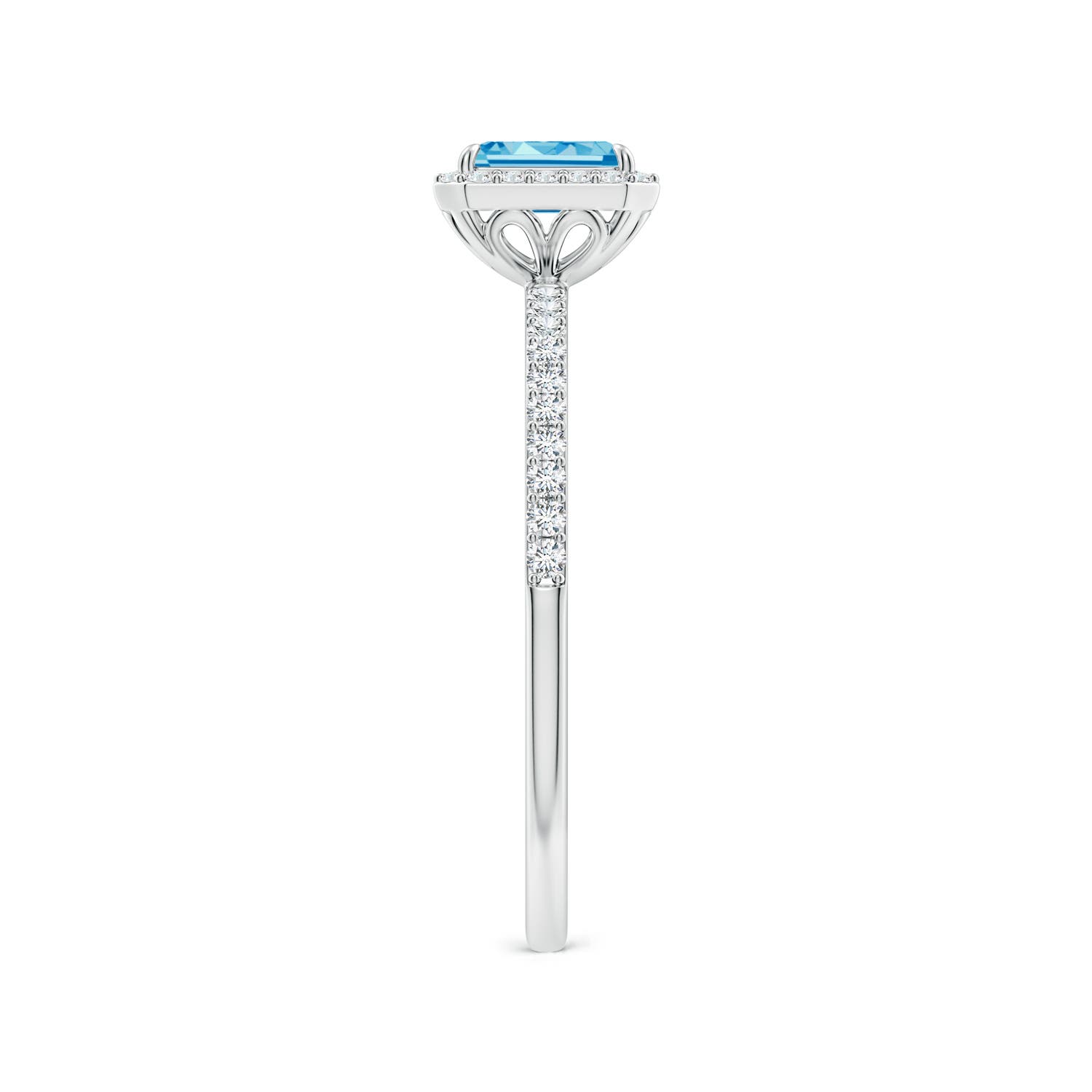 Emerald-Cut Fancy Intense Blue Diamond Halo Engagement Ring