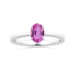 Oval Pink Sapphire Halo Ring with Diamond Accents
