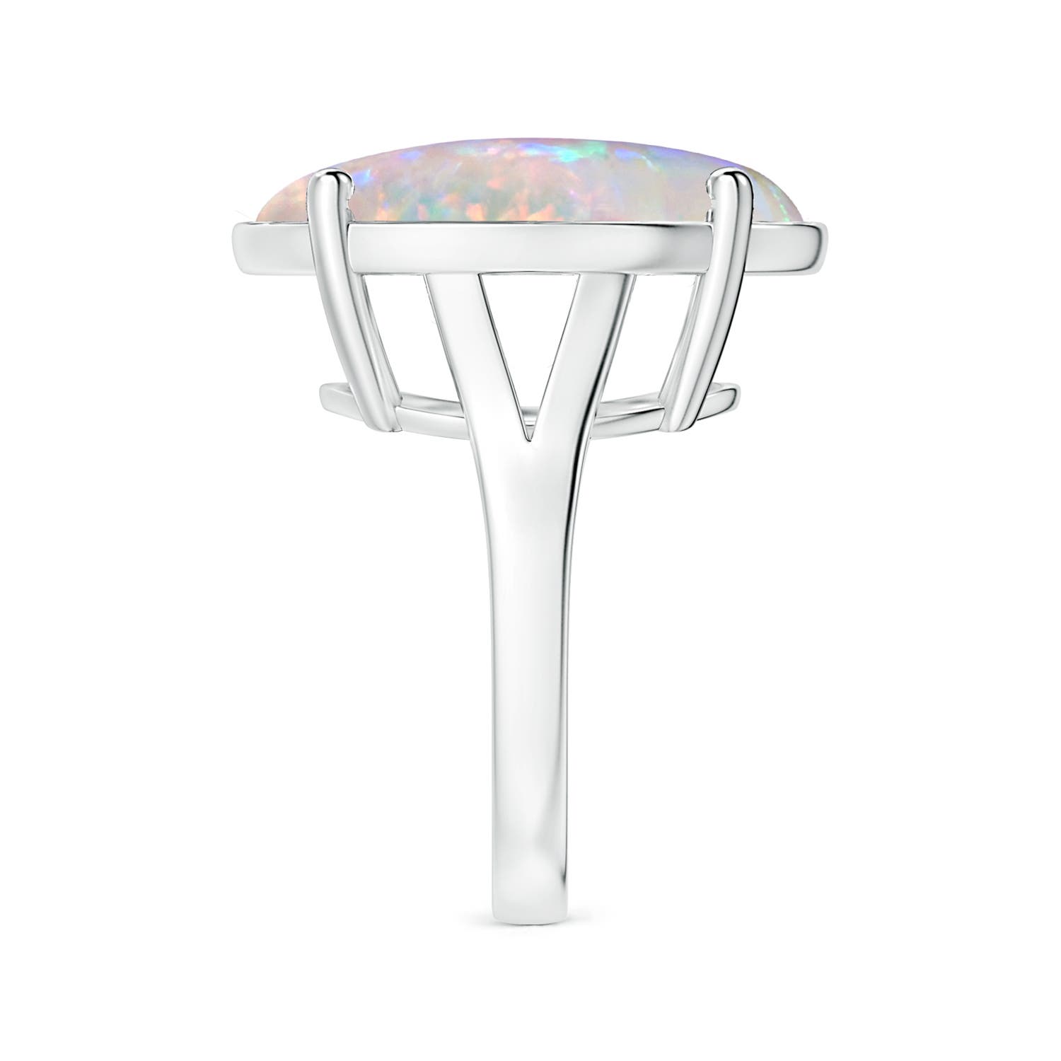 Prong-Set GIA Certified Solitaire Oval Opal Split Shank Ring