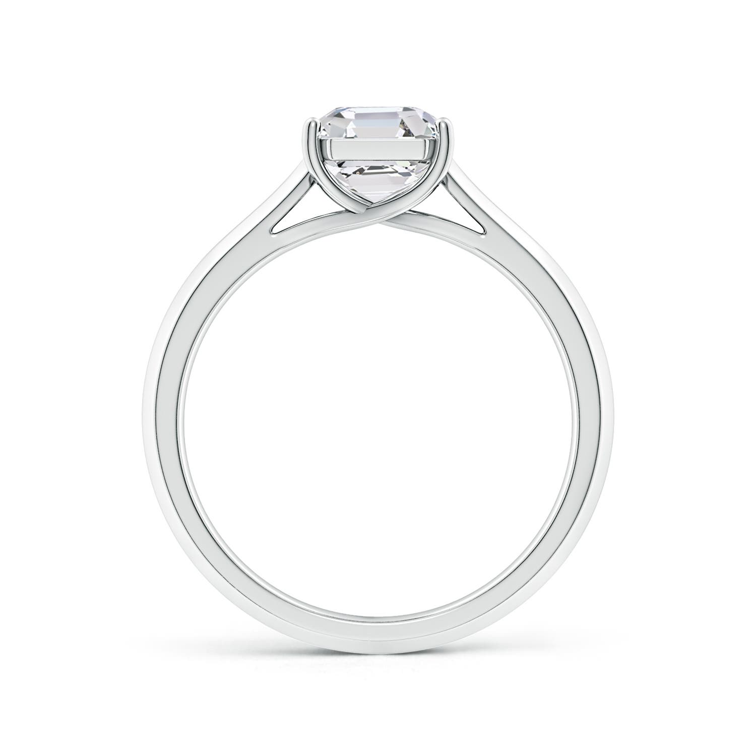 Square Emerald-Cut Diamond Knife-Edge Shank Trellis Engagement Ring