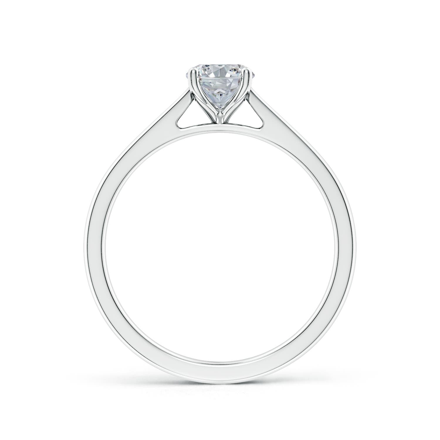 Prong-Set Oval Diamond Reverse Tapered Shank Cathedral Engagement Ring