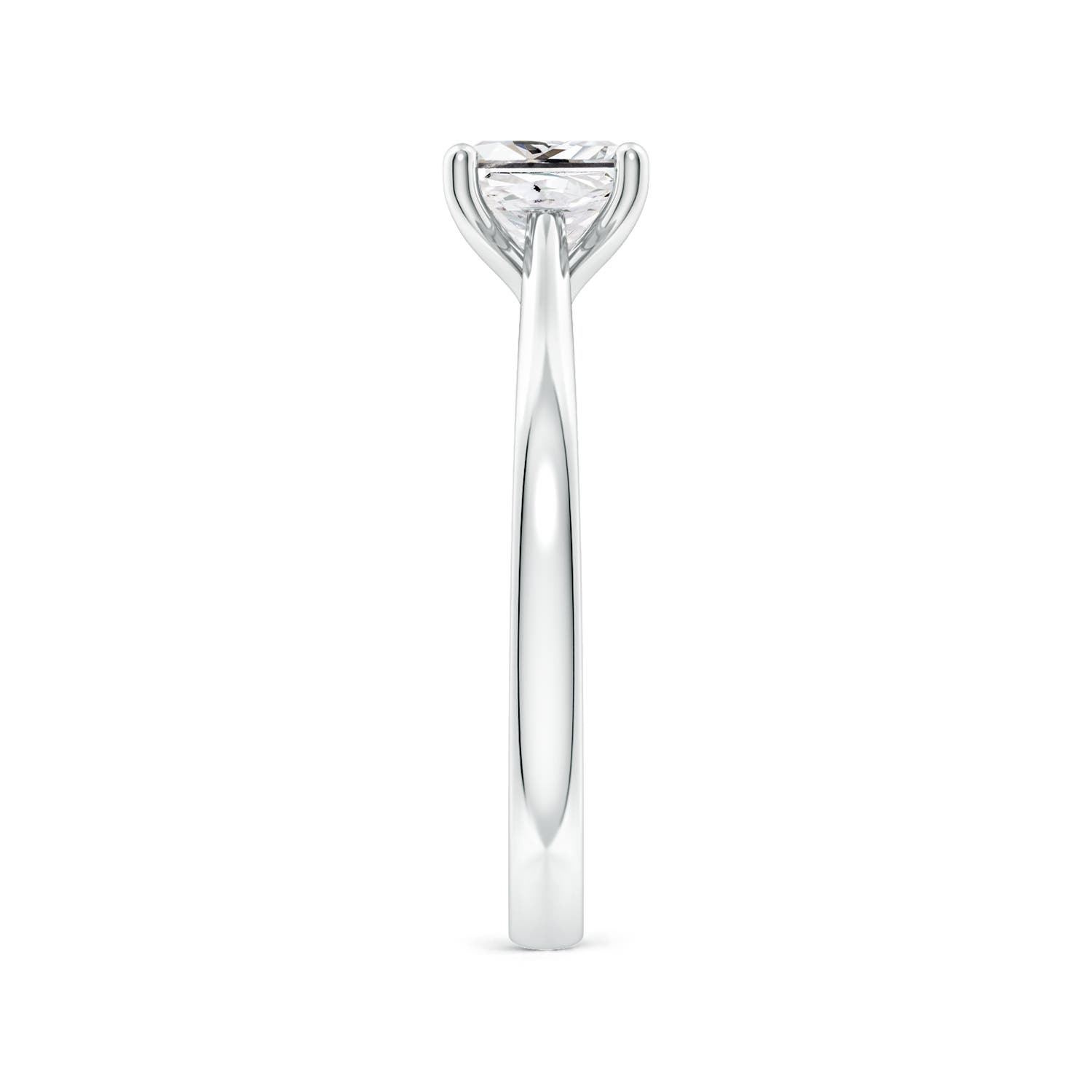 Princess-Cut Diamond Reverse Tapered Shank Cathedral Engagement Ring