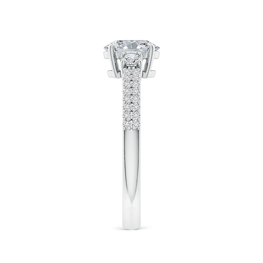 Oval Diamond Side Stone Knife-Edge Shank Engagement Ring