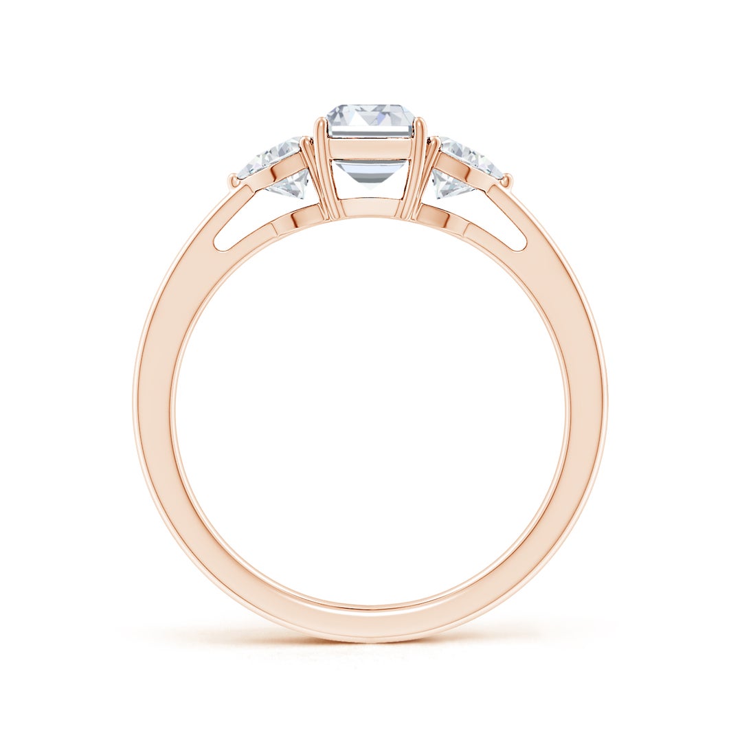 Emerald-Cut and Trillion Diamond Three Stone Reverse Tapered Shank ...