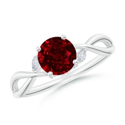 Emerald Cut Ruby Solitaire Ring with Milgrain