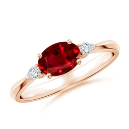 Oval Ruby Split Shank Halo Engagement Ring | Angara