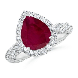 Emerald Cut Ruby Solitaire Ring with Milgrain