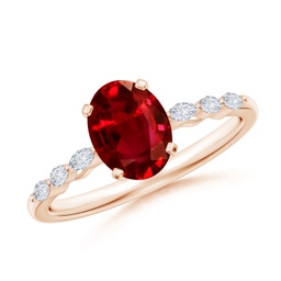 Emerald Cut Ruby Solitaire Ring with Milgrain