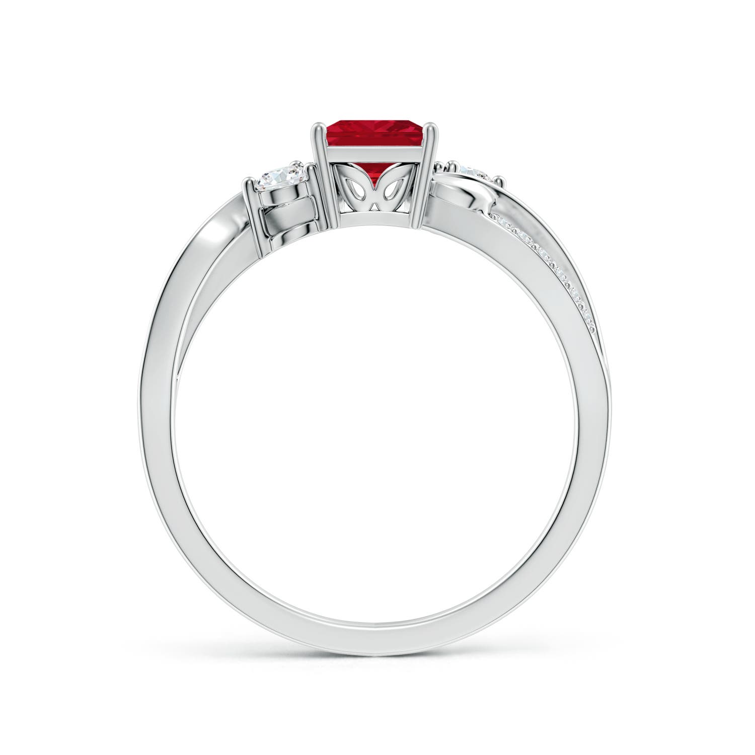 Nature Inspired Square Ruby Twisted Vine Engagement Ring
