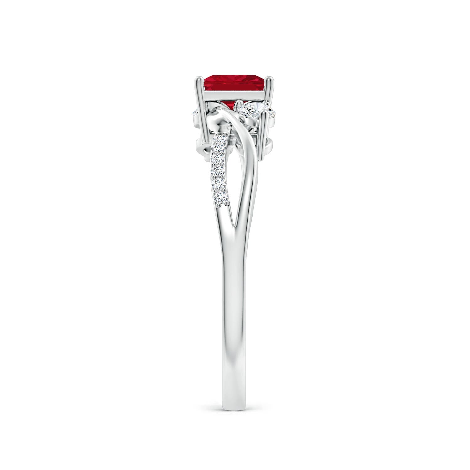 Nature Inspired Square Ruby Twisted Vine Engagement Ring