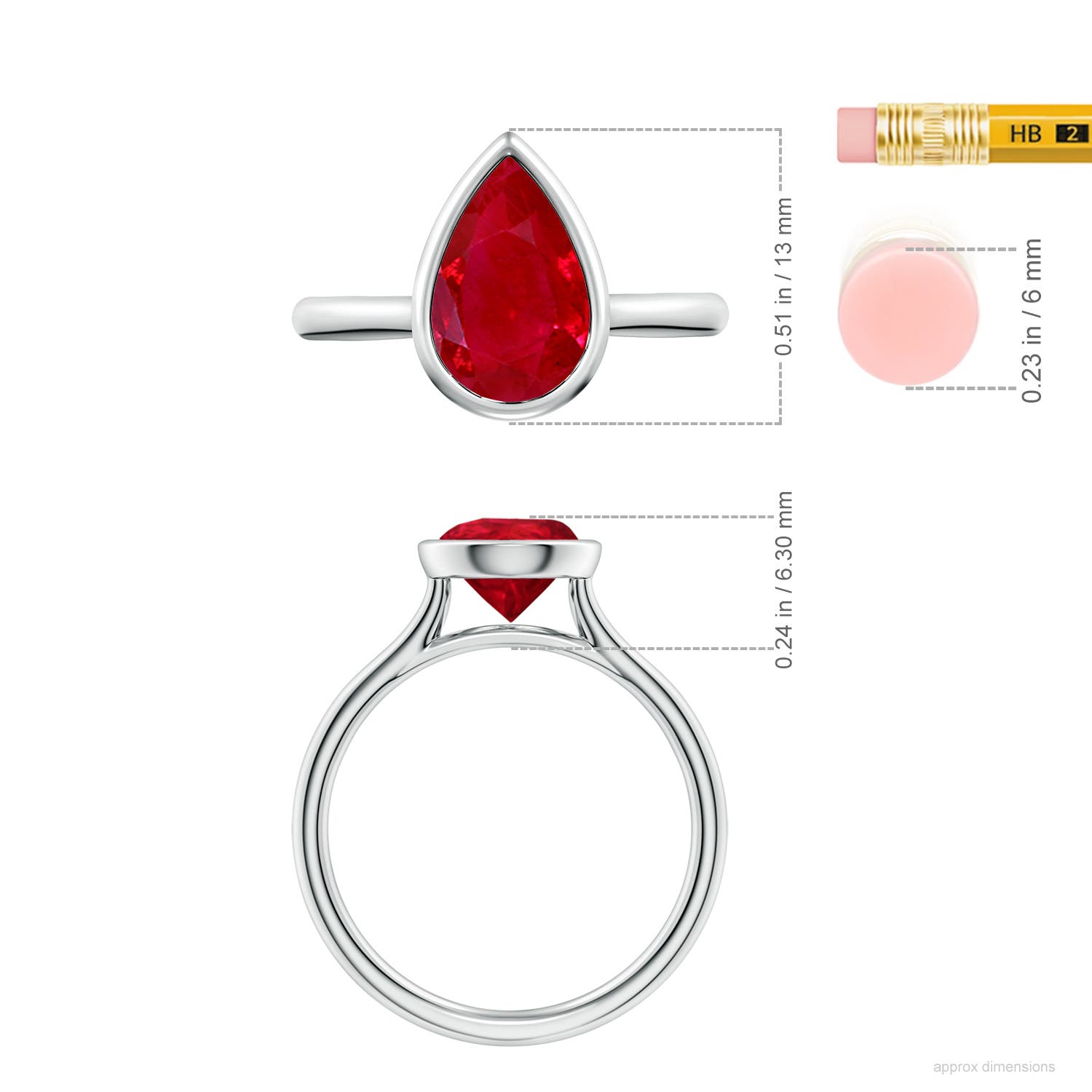 Bezel-Set Pear Ruby Solitaire Engagement Ring