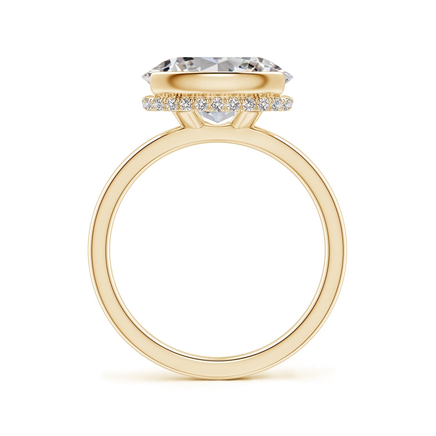 Semi Bezel-Set Oval Diamond Hidden Halo Engagement Ring