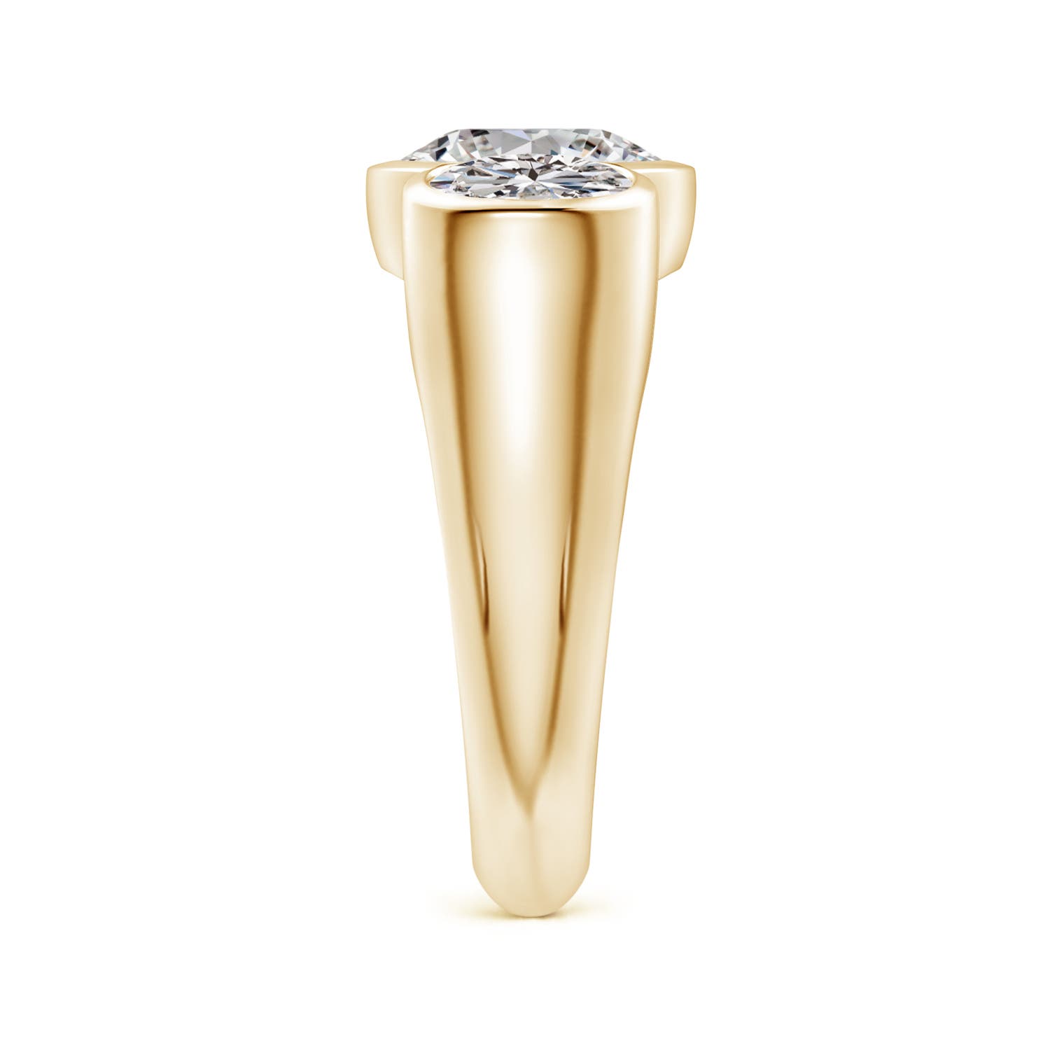 Flush-Set Oval Diamond Three-Stone Engagement Ring
