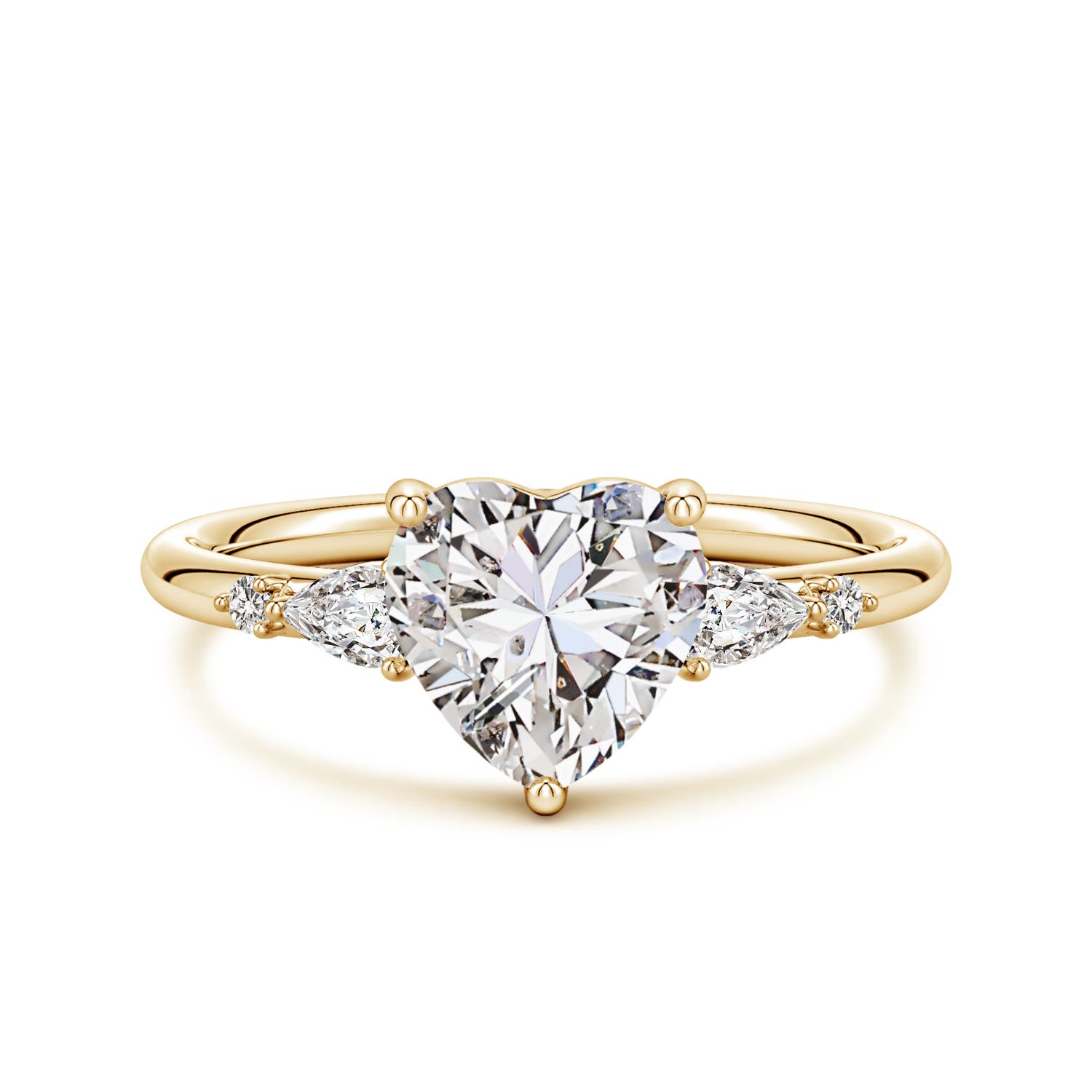 Prong-Set Heart-Shaped Diamond Side Stone Engagement Ring