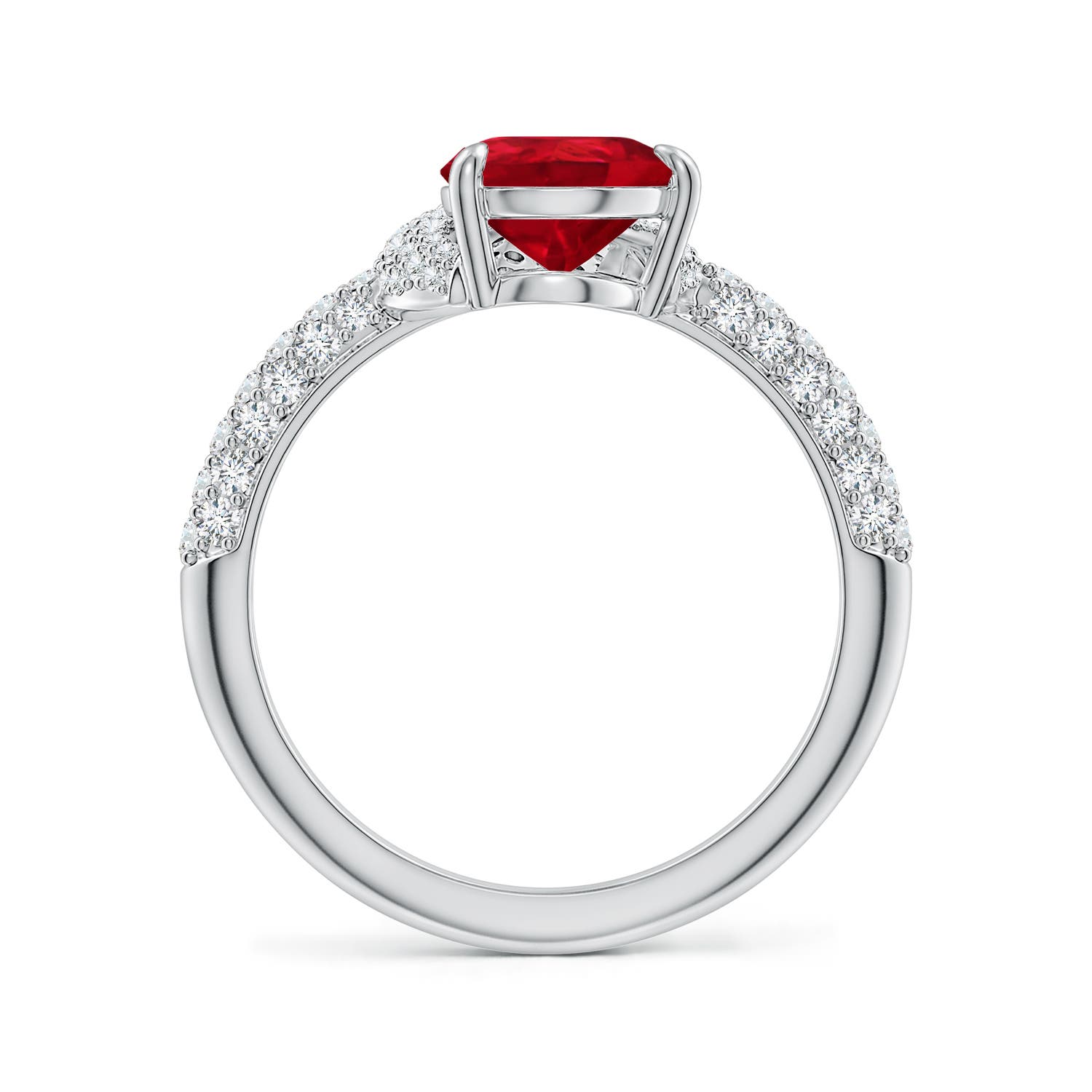 Pear Ruby Engagement Ring with Offset Halo