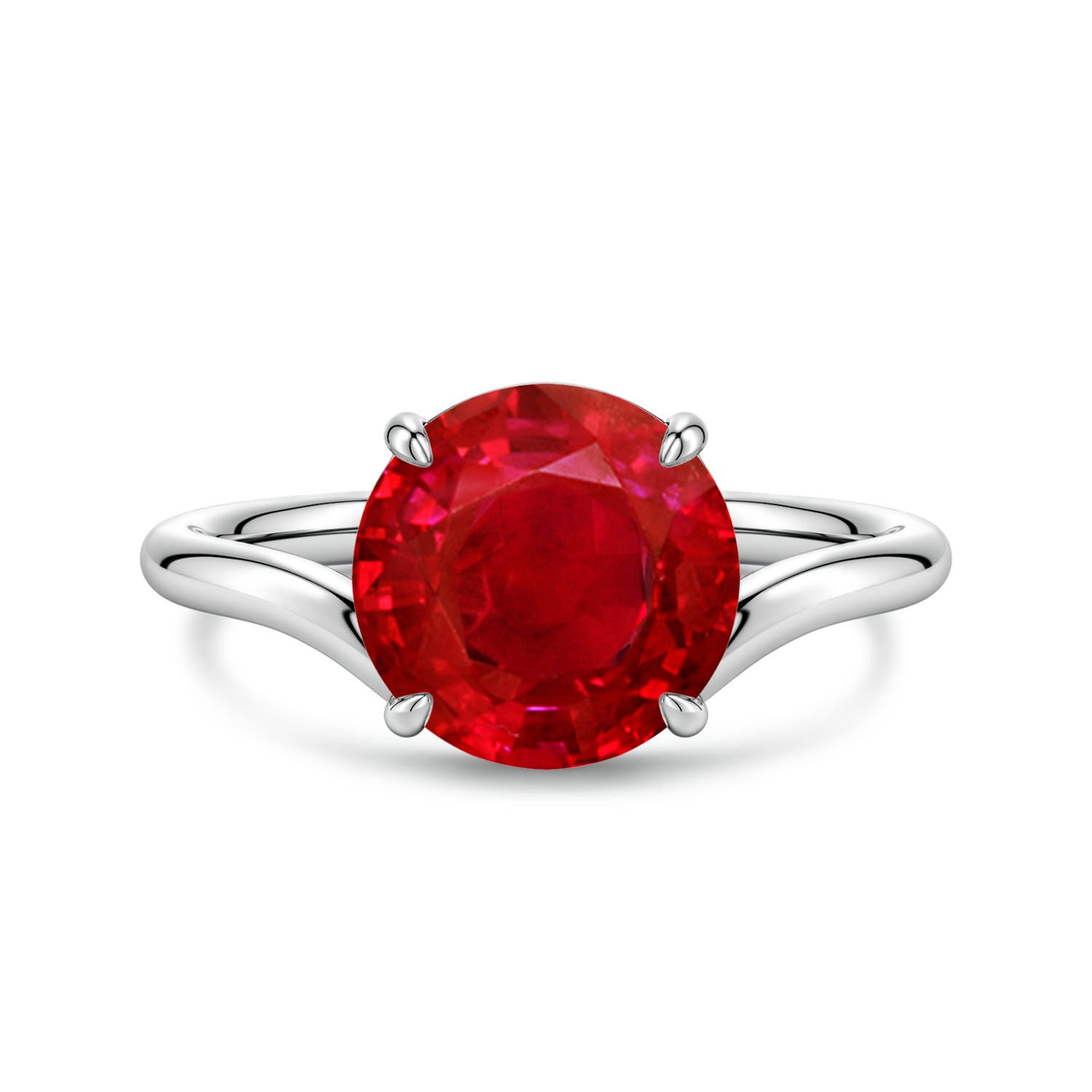 Solitaire Round Ruby Curved Shank Engagement Ring