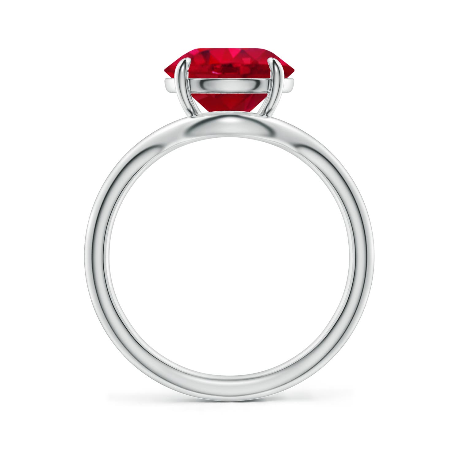Solitaire Round Ruby Curved Shank Engagement Ring