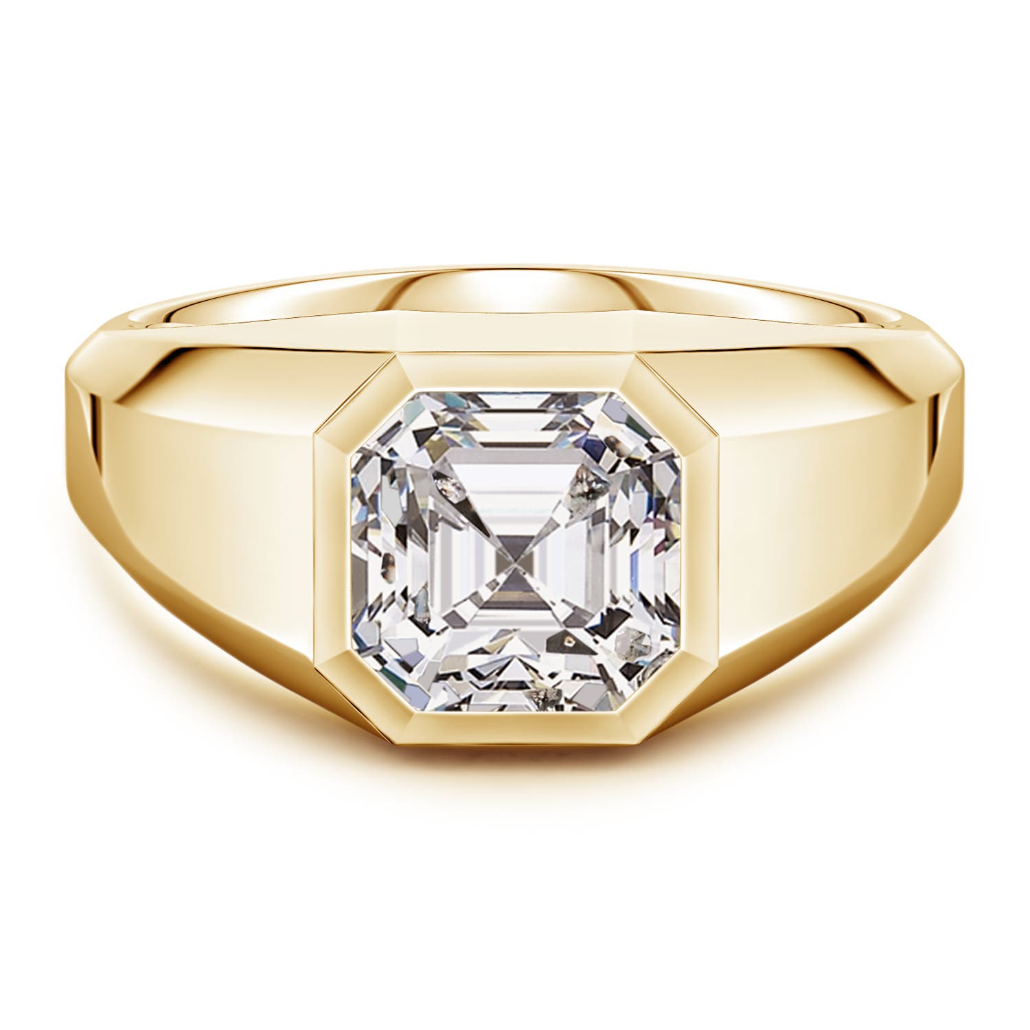 Asscher-Cut Diamond Men’s Octagon Signet Ring