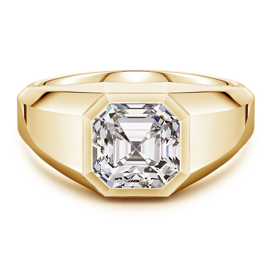 Asscher-Cut Diamond Men’s Octagon Signet Ring