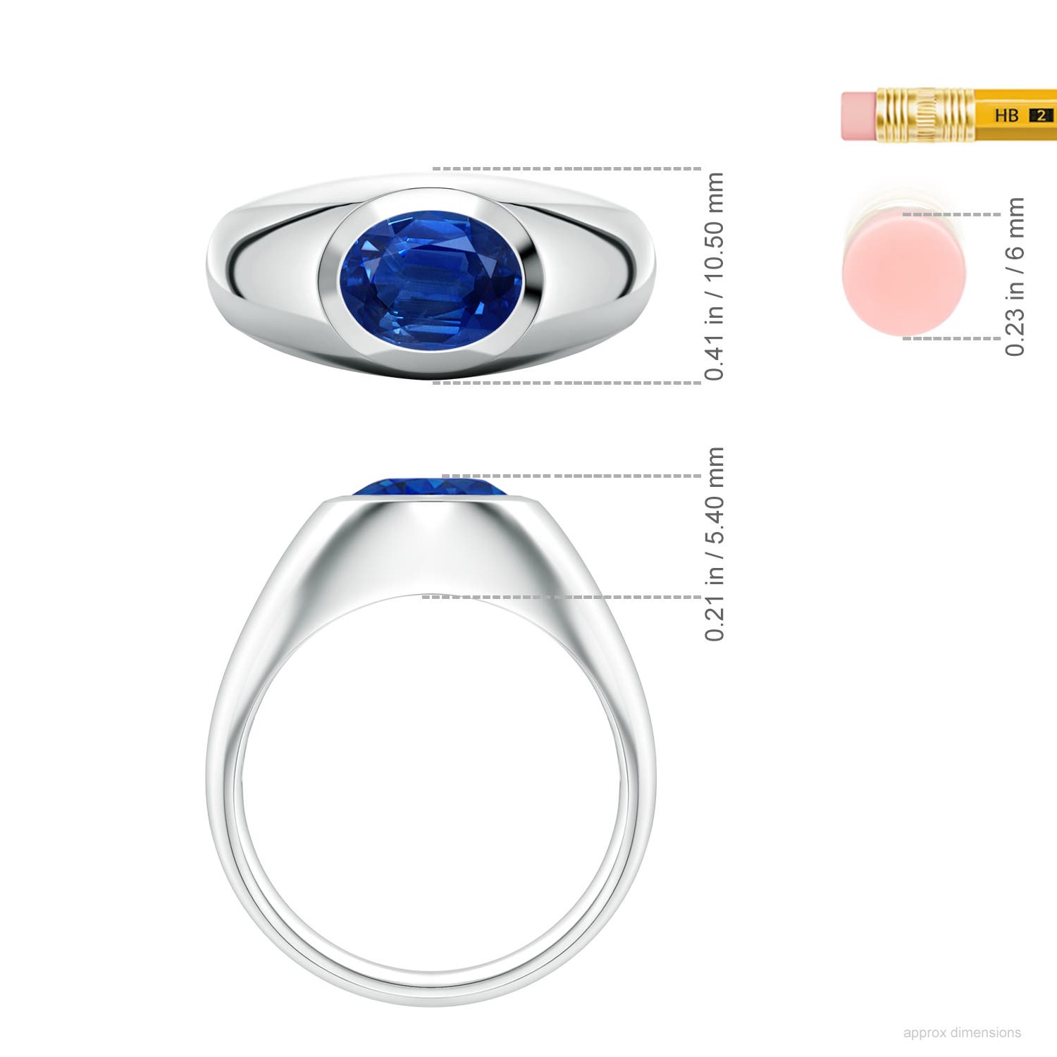 East-West Oval Blue Sapphire Men’s Signet Ring