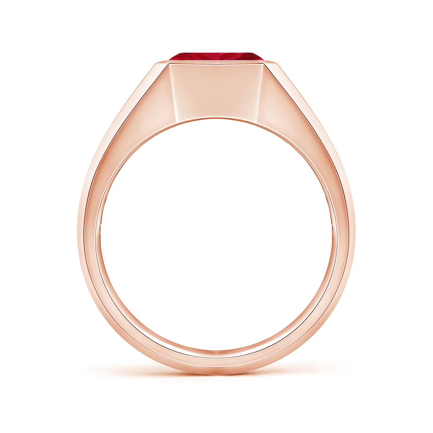 East-West Emerald-Cut Ruby Men's Signet Ring
