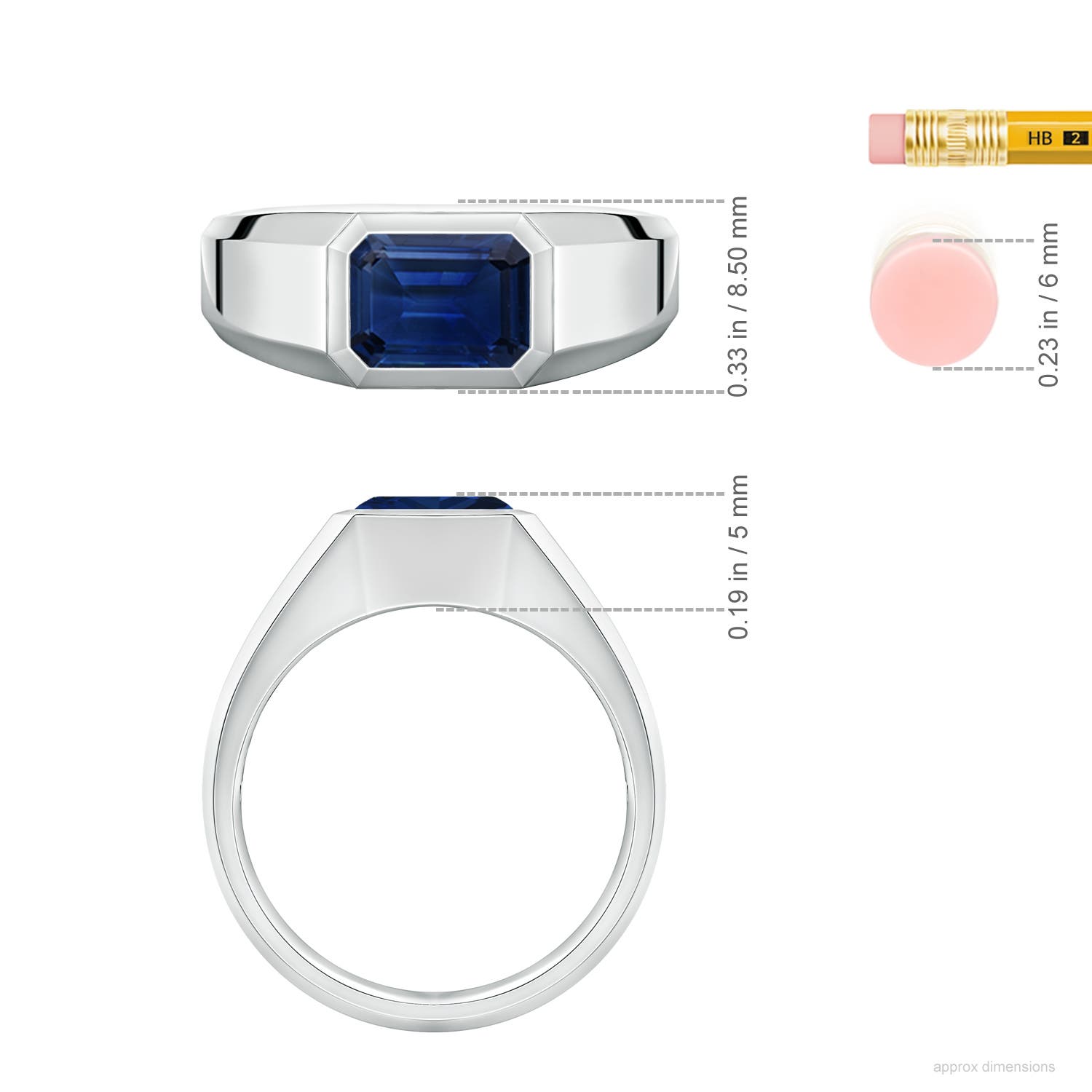 East-West Emerald-Cut Blue Sapphire Men's Signet Ring