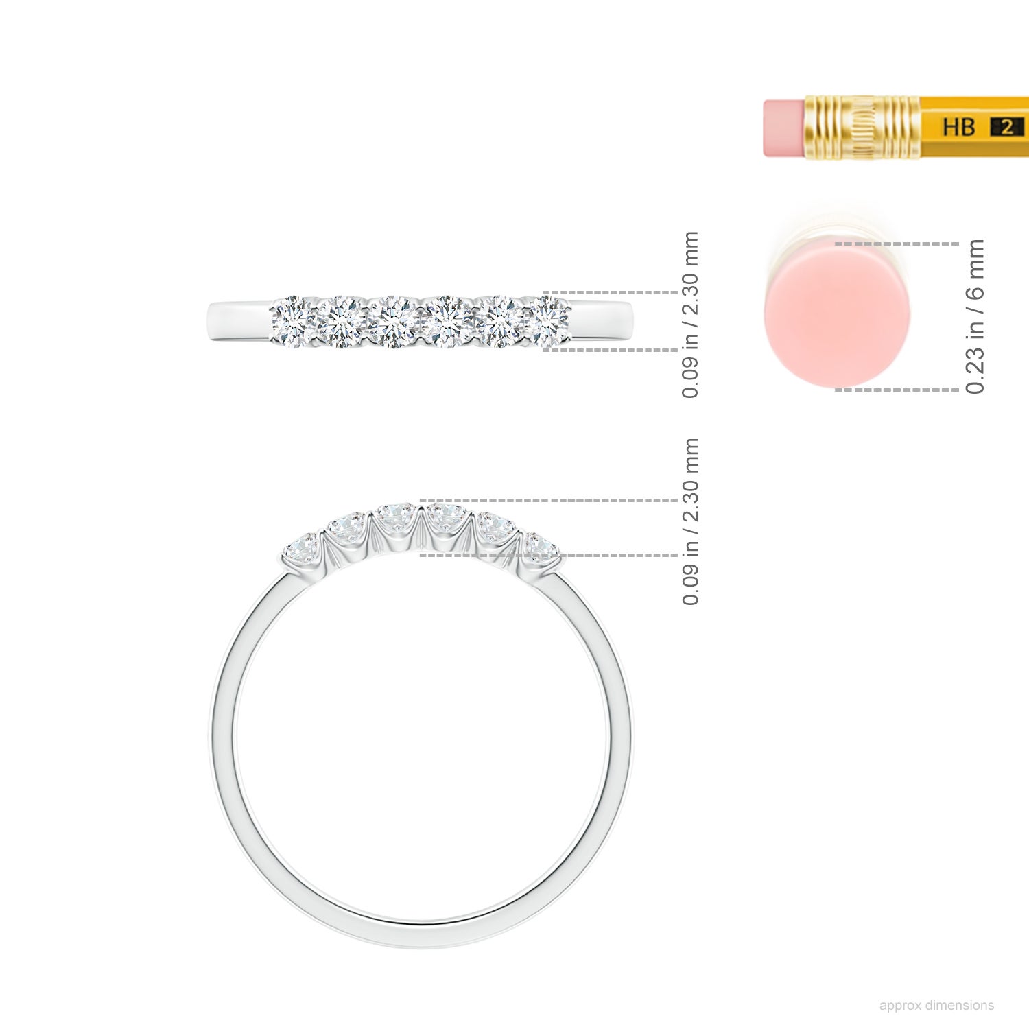 Fishtail-Set Diamond Six Stone Wedding Ring
