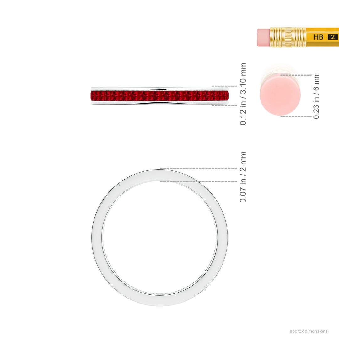 Channel Set Square Ruby Eternity Wedding Ring